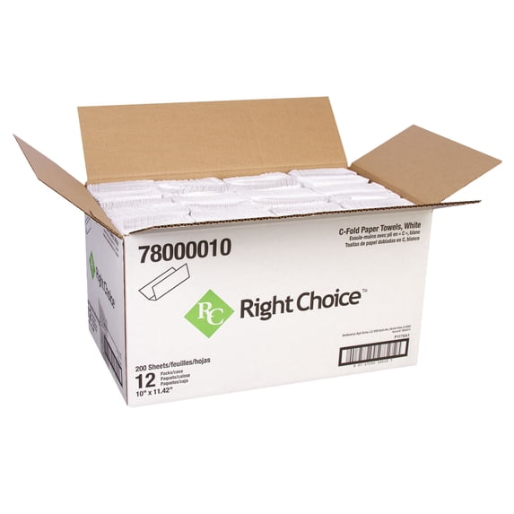 Right Choice White 1 Ply Center Fold Paper Towel, 10 x 11.42 inch, 200 ...