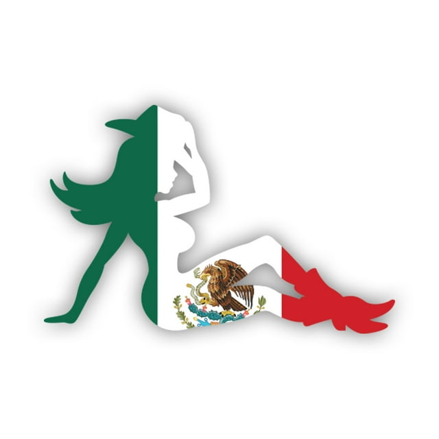 Right Facing Mudflap Cowgirl Mexico Flag Shaped Sticker Decal - Self Adhesive Vinyl ...