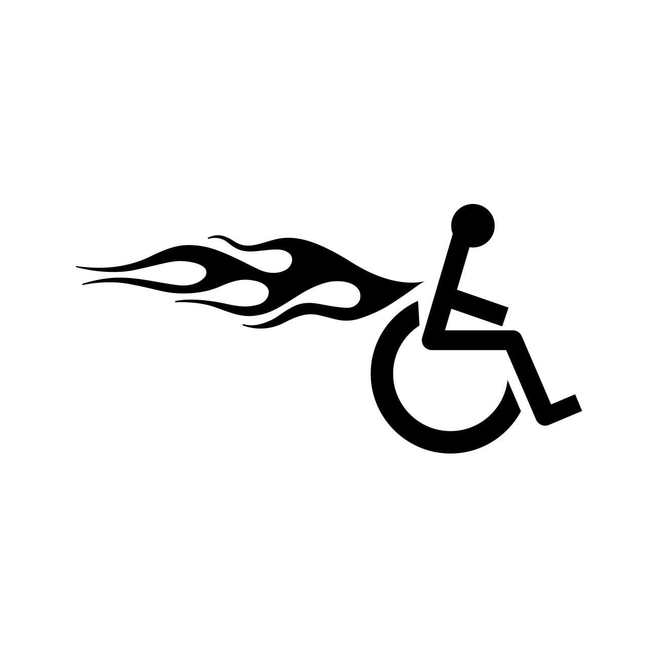 Right Facing Wheelchair with Flames Sticker Decal Die Cut - Self ...