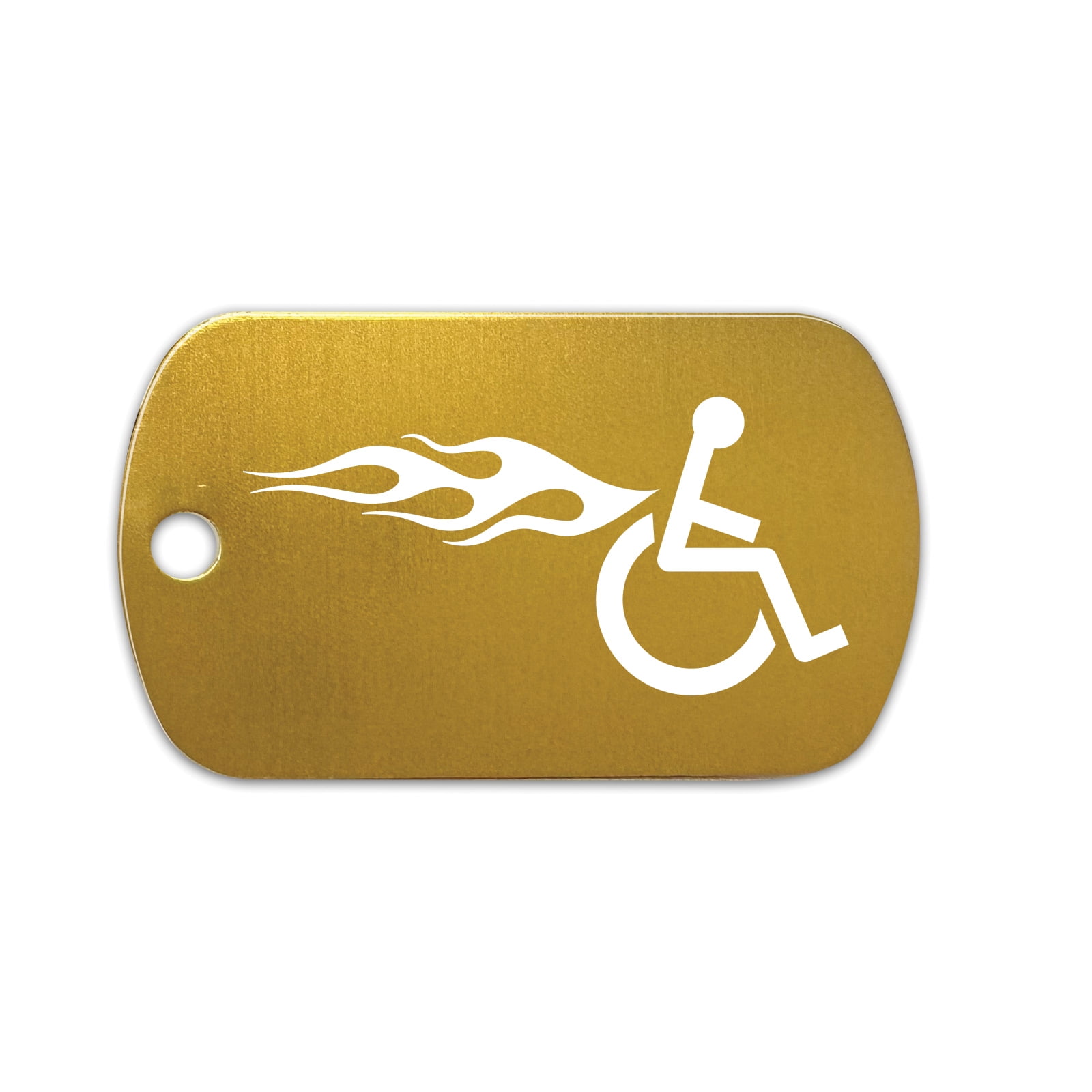 Right Facing Wheelchair with Flames GI Dog Tag Aluminum Keychain ...