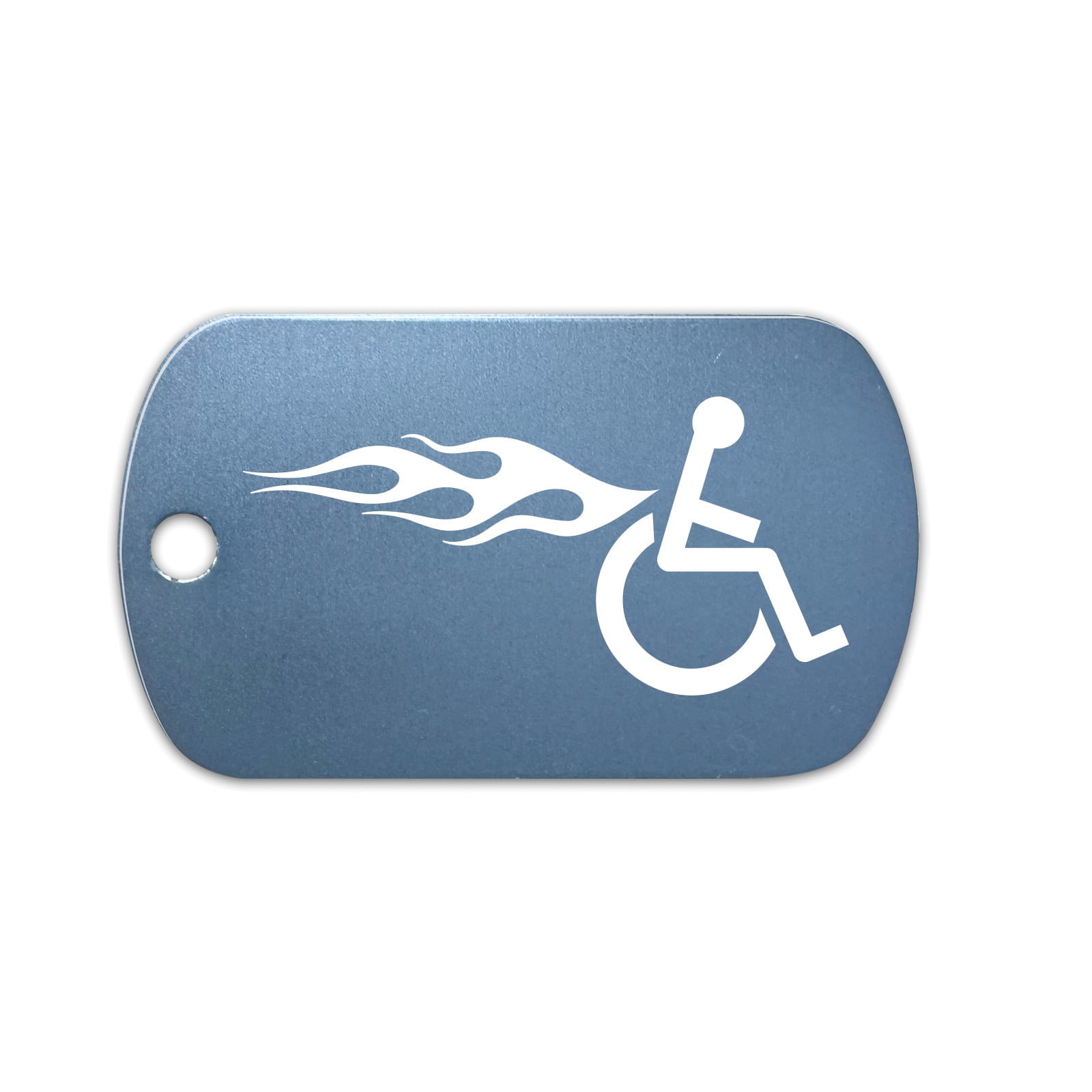 Right Facing Wheelchair with Flames GI Dog Tag Aluminum Keychain ...