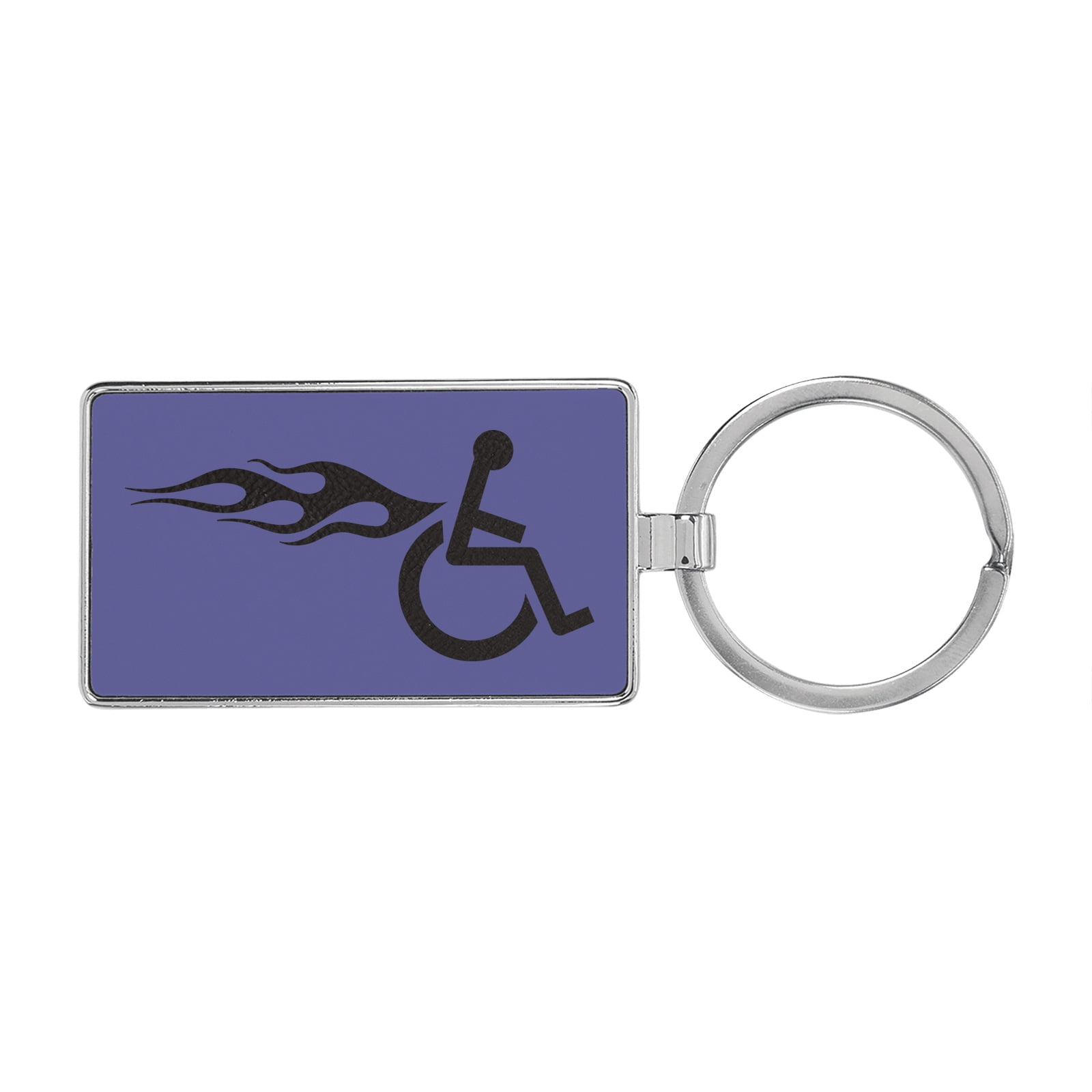 Right Facing Wheelchair with Flames Premium Leatherette Keychain ...