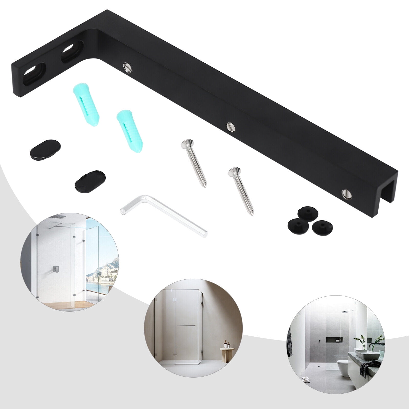 Right Glass Support Bar, Frameless Glass To Wall Clip Shower Support ...