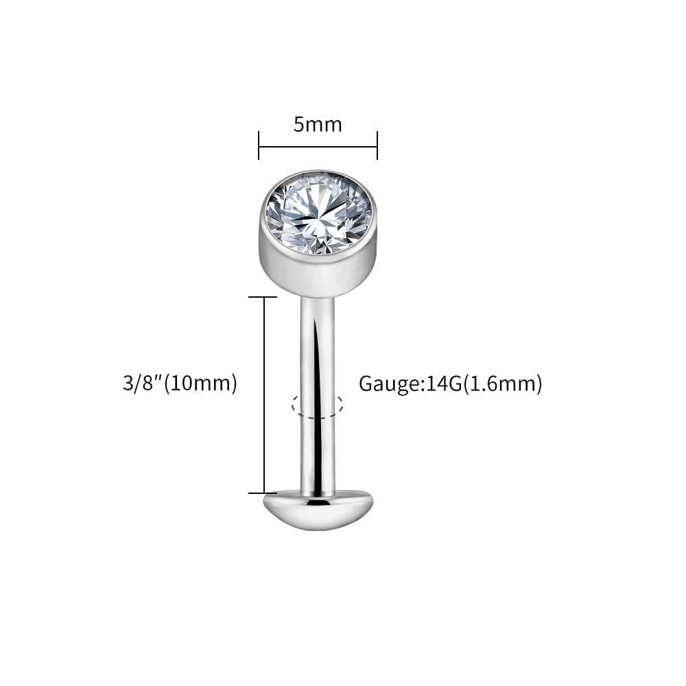 Right Grand ASTM F136 Titanium 14G Convex Base CZ Floating Belly Button Ring 10/12/14mm Curved ...