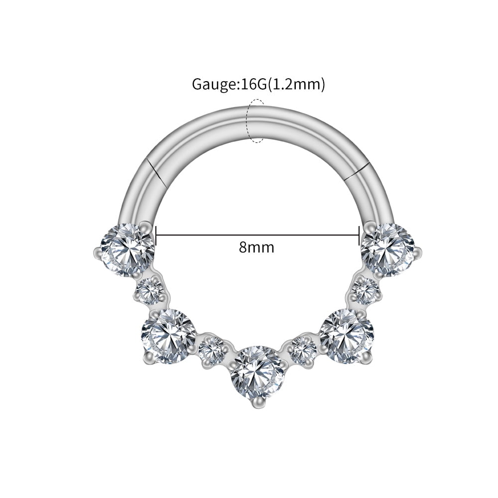 Right Grand ASTM F136 Titanium 16G Hinged Daith Earring Segment Hoop ...