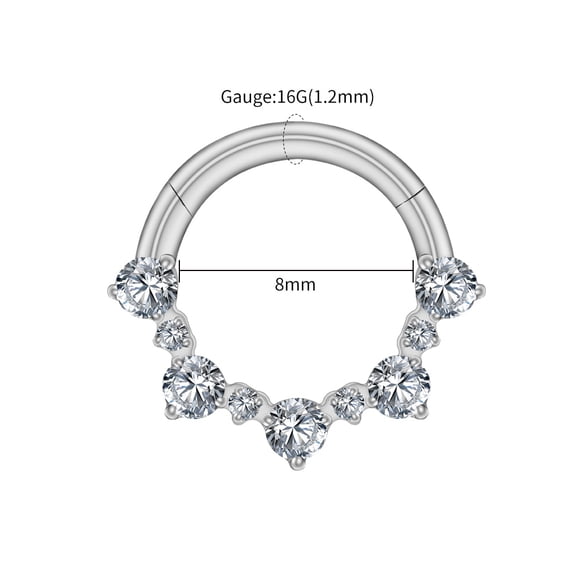 Right Grand ASTM F136 Titanium 16G Hinged Daith Earring Segment Hoop ...