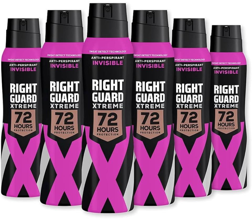 Right Guard Extreme Deodorant Invisible 72H Anti-Perspirant Spray 6Pack ...