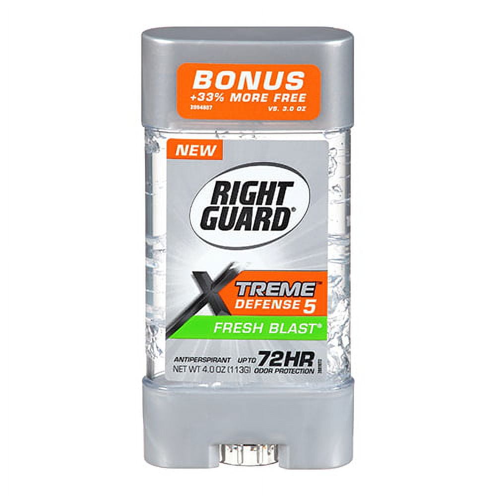 Right Guard Xtreme Defense 5 Antiperspirant Deodorant, Fresh Blast, 4 ...