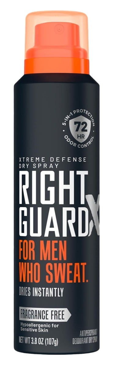 Right Guard Xtreme Defense Dry Spray Fragrance-Free 3.8oz Men (Pack of ...