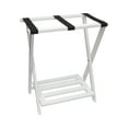 Right Height Folding Luggage Rack with Bottom Shelf, White Finish ...