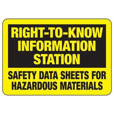 Right To Know Information Station Sign Safety & Compliance Signs/OSHA ...