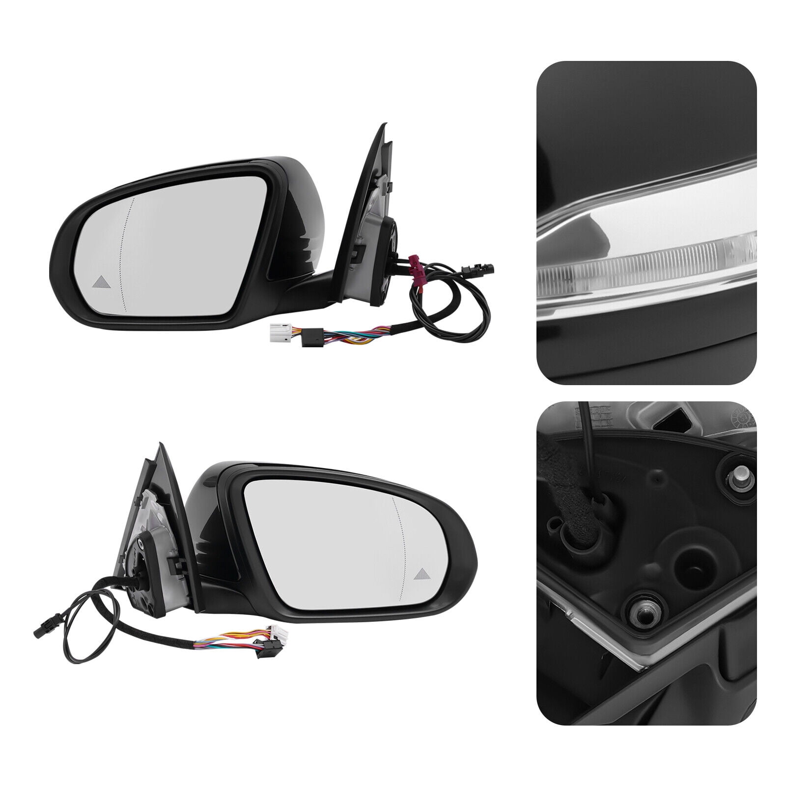 Right+Left Black Rear View Mirror for Mercedes Benz W205 C class C180 ...
