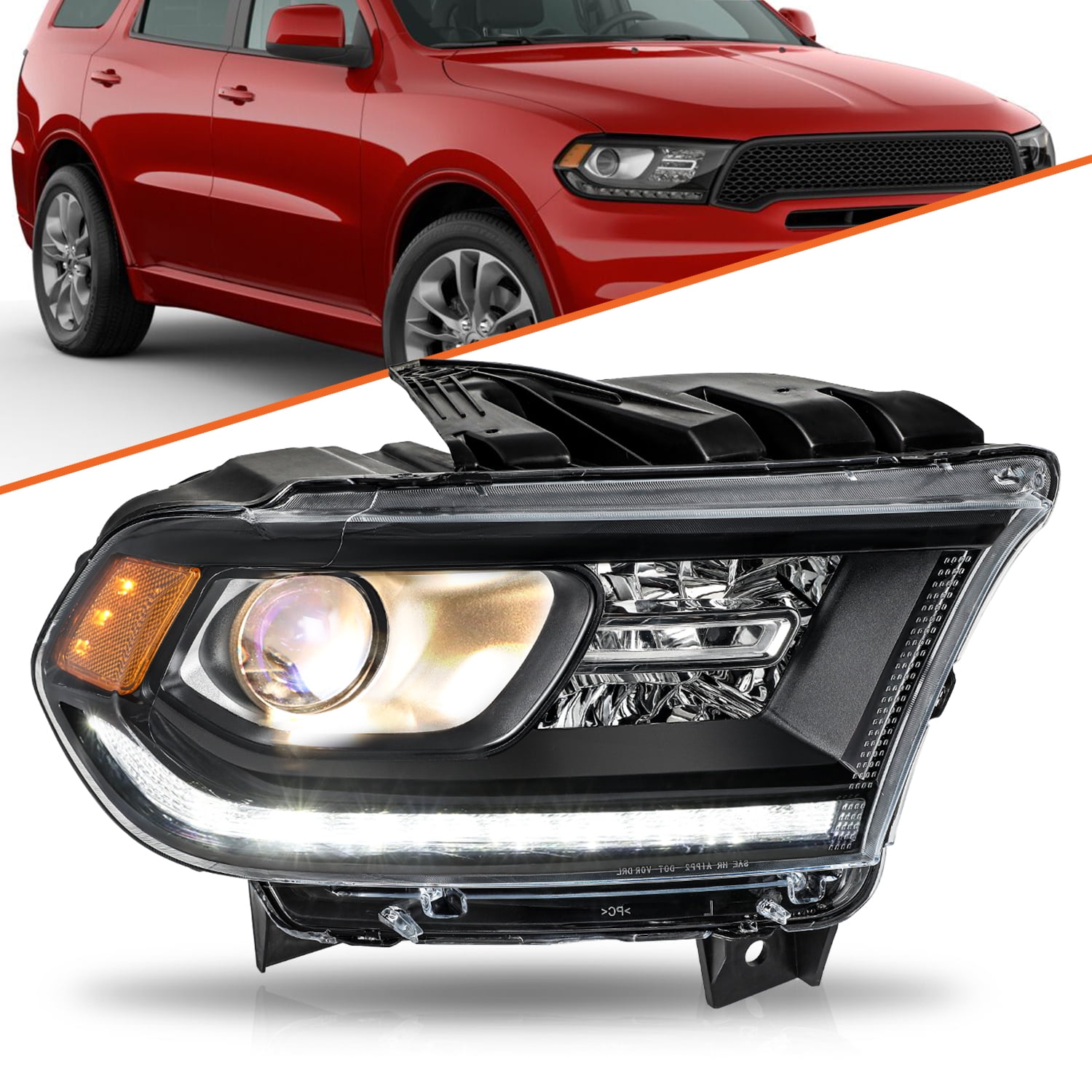 Right Passenger Side For 2014-2020 Dodge Durango Halogen LED DRL Black ...