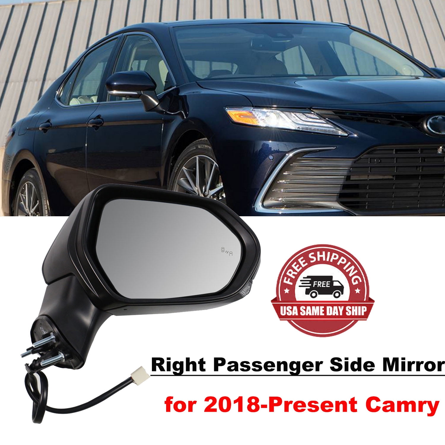 Marretoo Right Passenger Side Mirror for 2018-2023 Toyota Camry, Black ...
