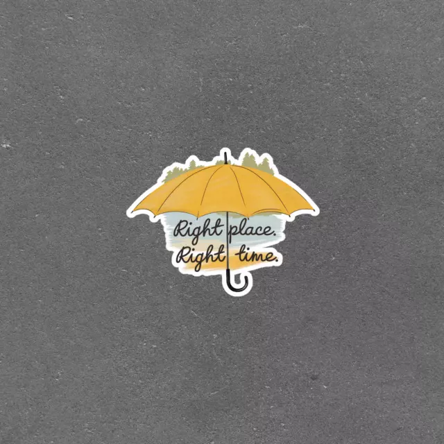 Right Place Right Time Inspirational Yellow Umbrella Sticker Decalphone ...