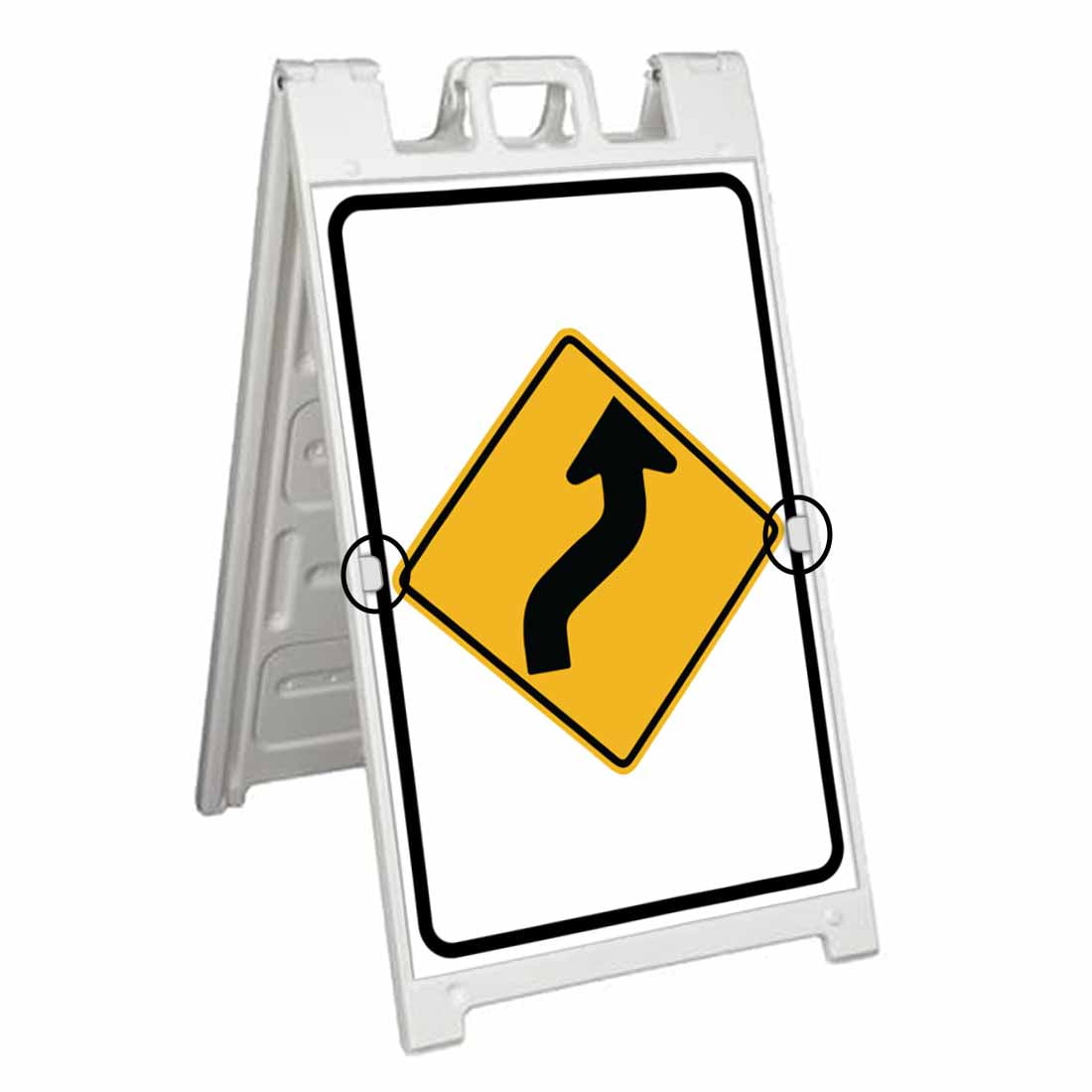 Right Reverse Curve (24" X 36") Standard A-Frame Signicade, Includes ...