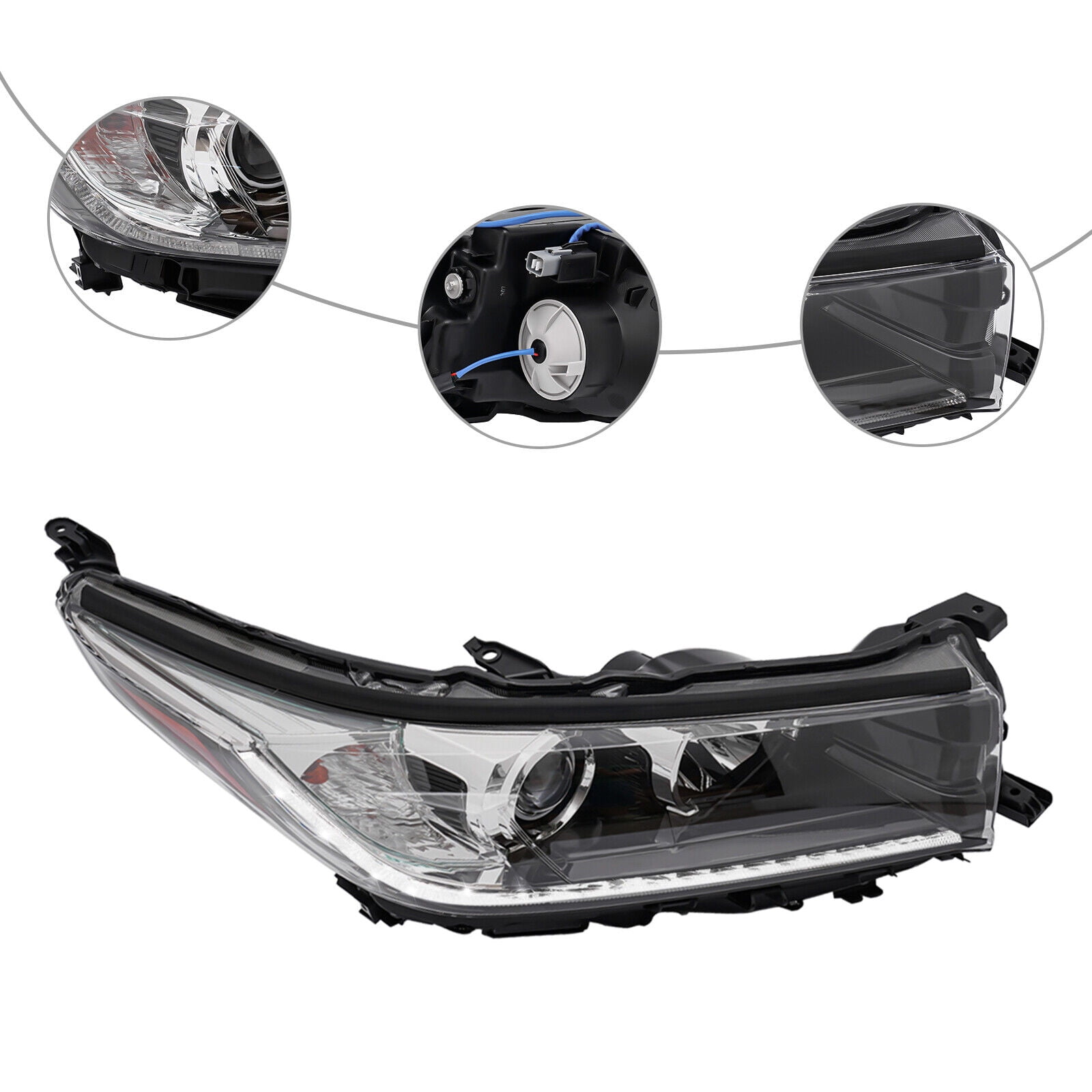 Right Side Headlight w/ LED DRL Headlamp For 2017 2018 2019 Toyota ...