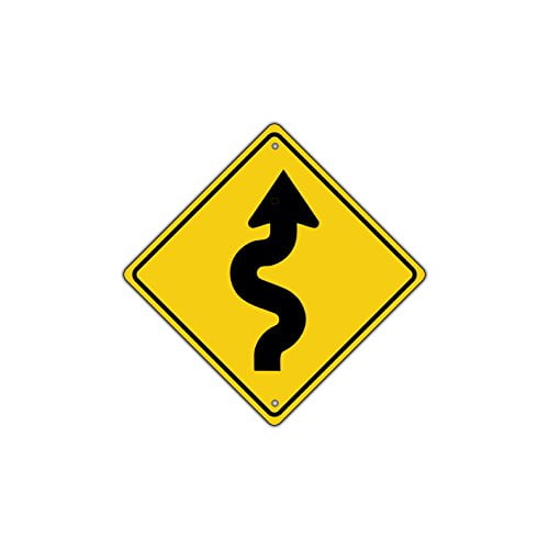 Right Winding Road with Sharp Turn Symbol Metal Aluminum Novelty ...