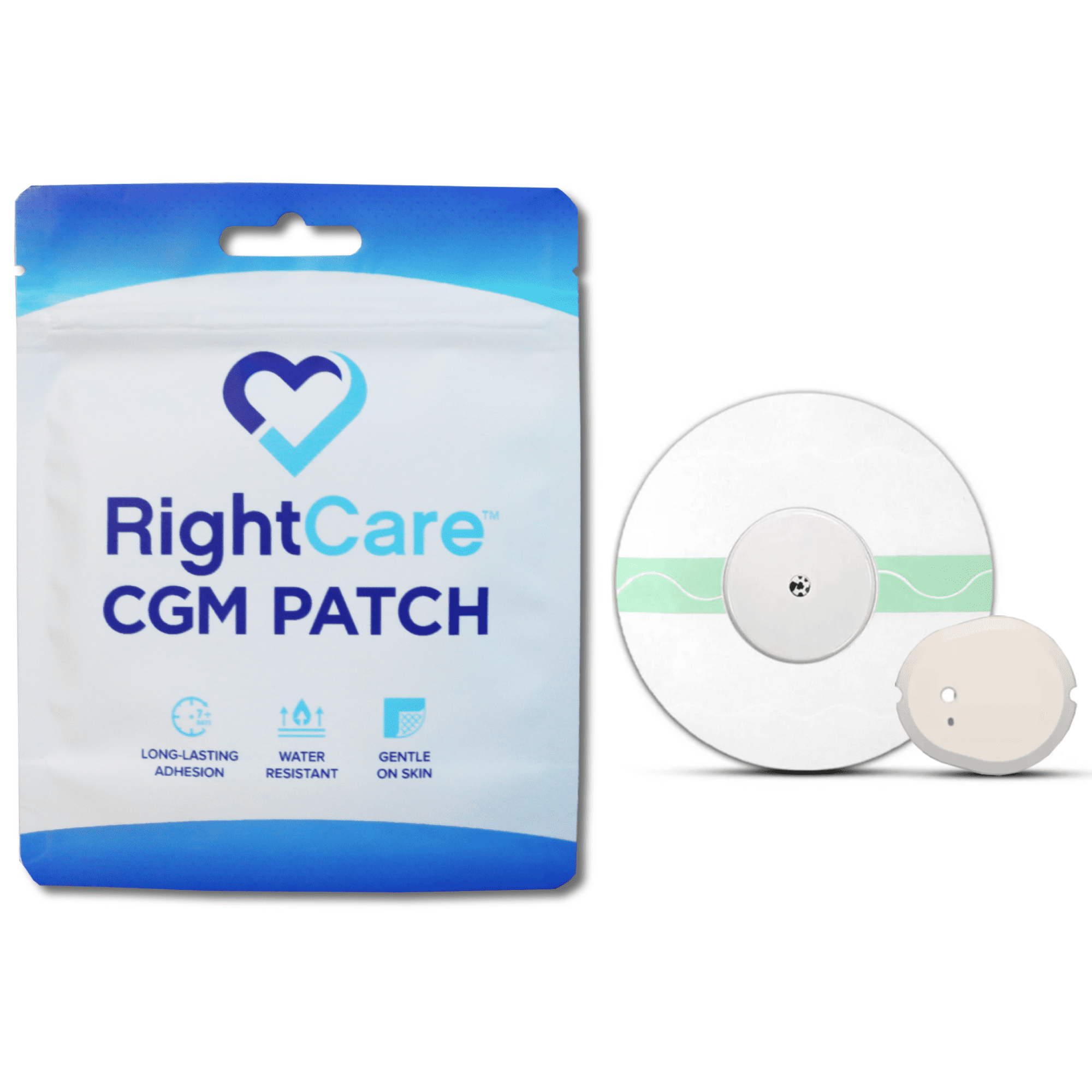 RightCare CGM Adhesive Patch for Libre & Dexcom G7, Clear, Water Resistant Overpatch, Bag of 25 ...