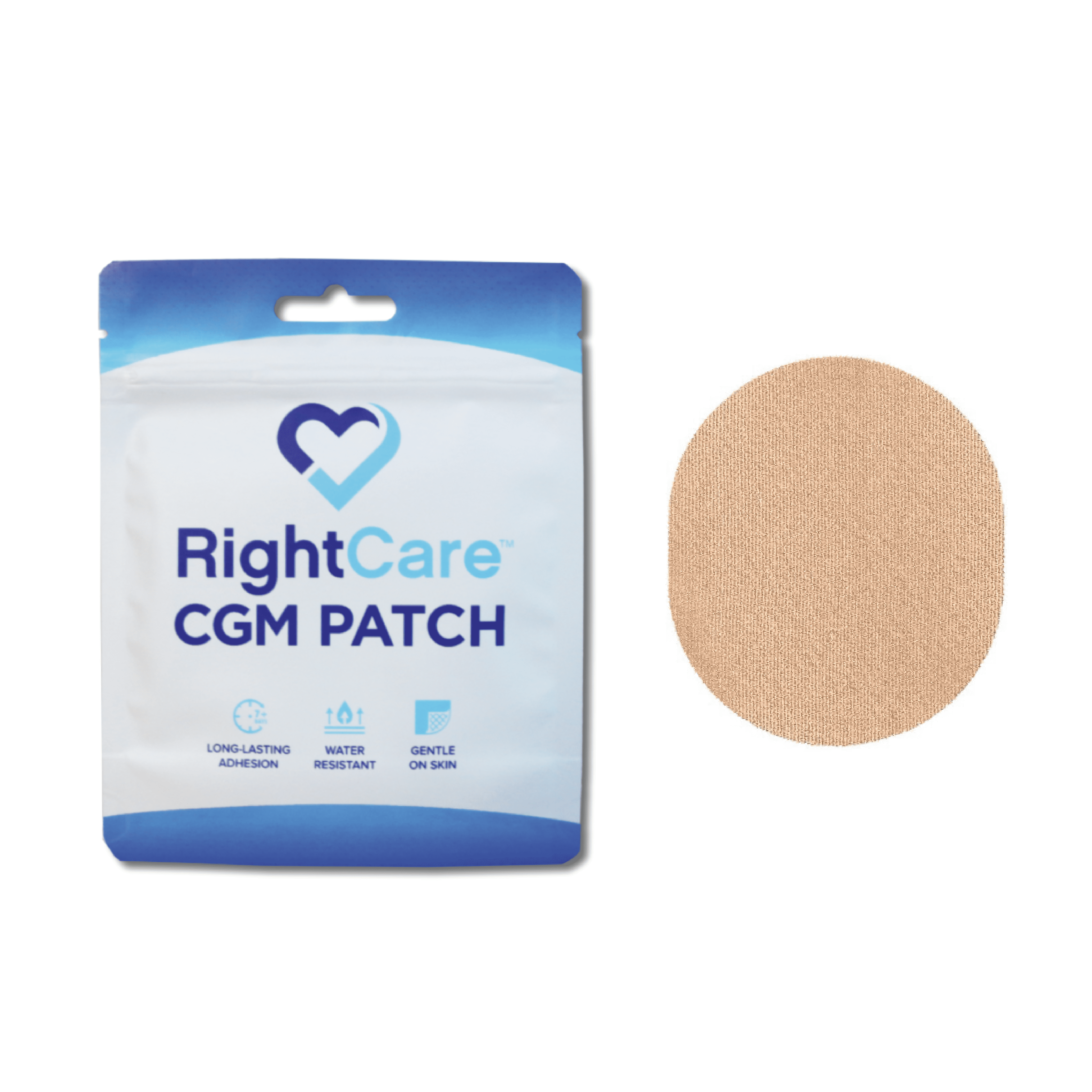 RightCare CGM Adhesive Patch made with KT Tape, Universal, Covered Oval ...