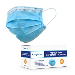 Walmart 50 Individually Wrapped Disposable Adult Face Masks, 3-Ply ...