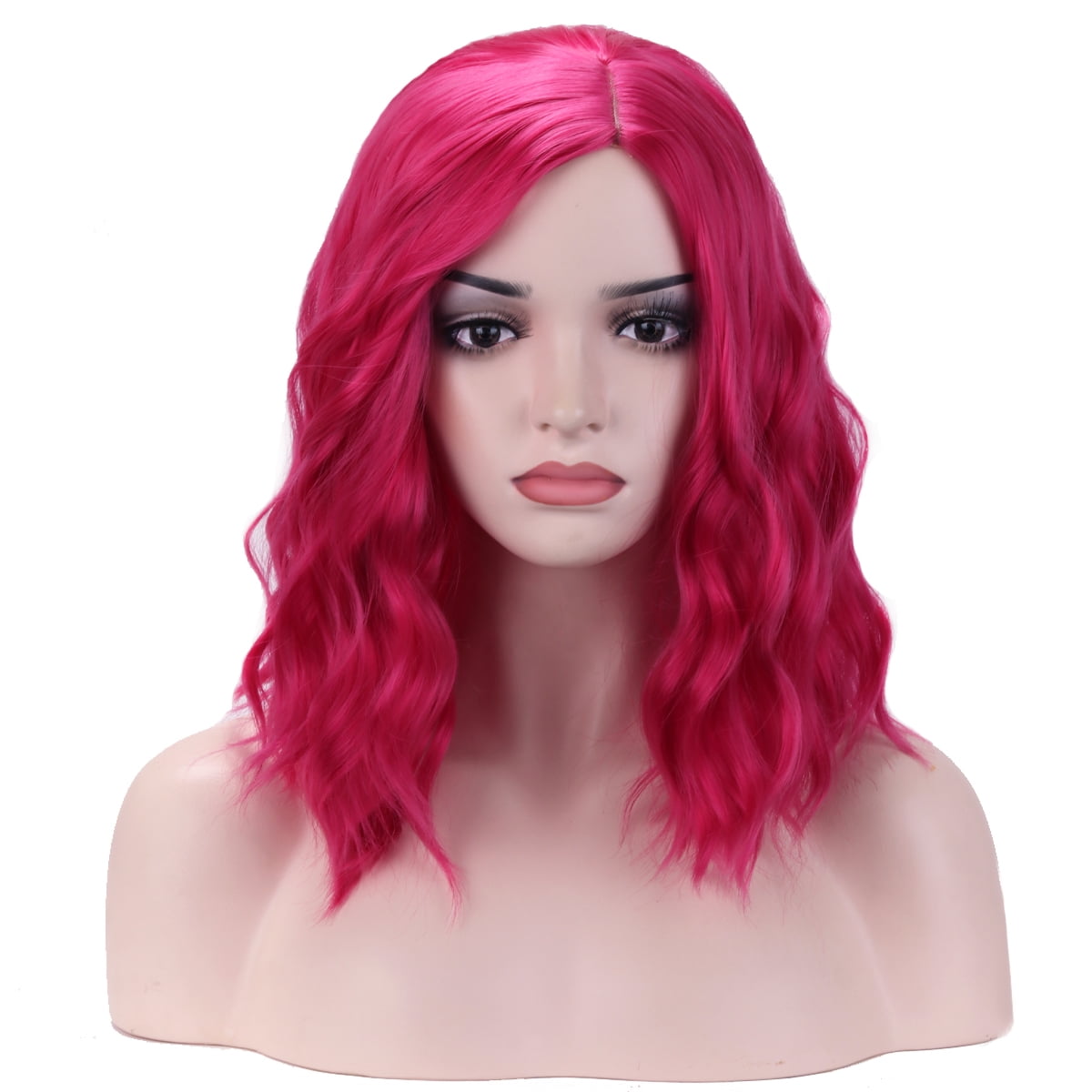 RightOn Hot Pink Wig Short Curly Bob Wig Hot Pink Wigs for Women Girls ...