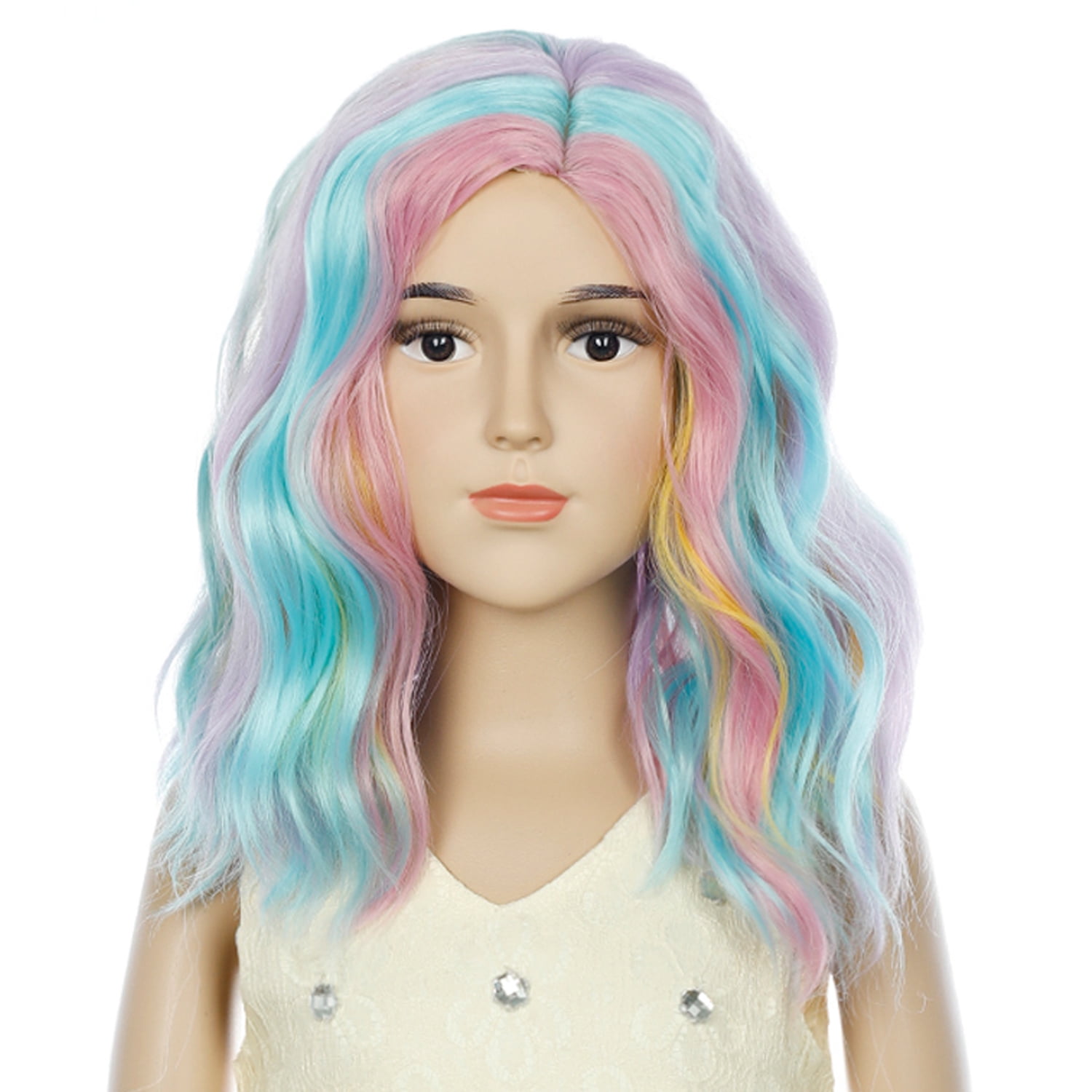 RightOn Rainbow Wig Child Girls Kids Wig Short Wavy Curly Colorful Wigs ...
