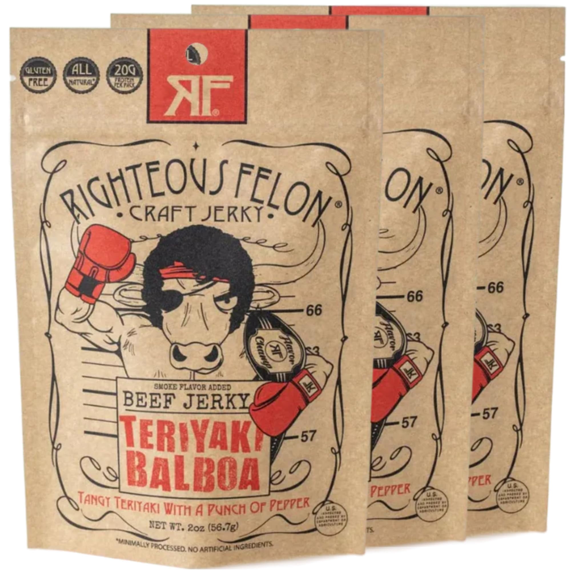 Righteous Felon Beef Jerky BCF26 - Teriyaki Flavor - All-Natural Jerky ...