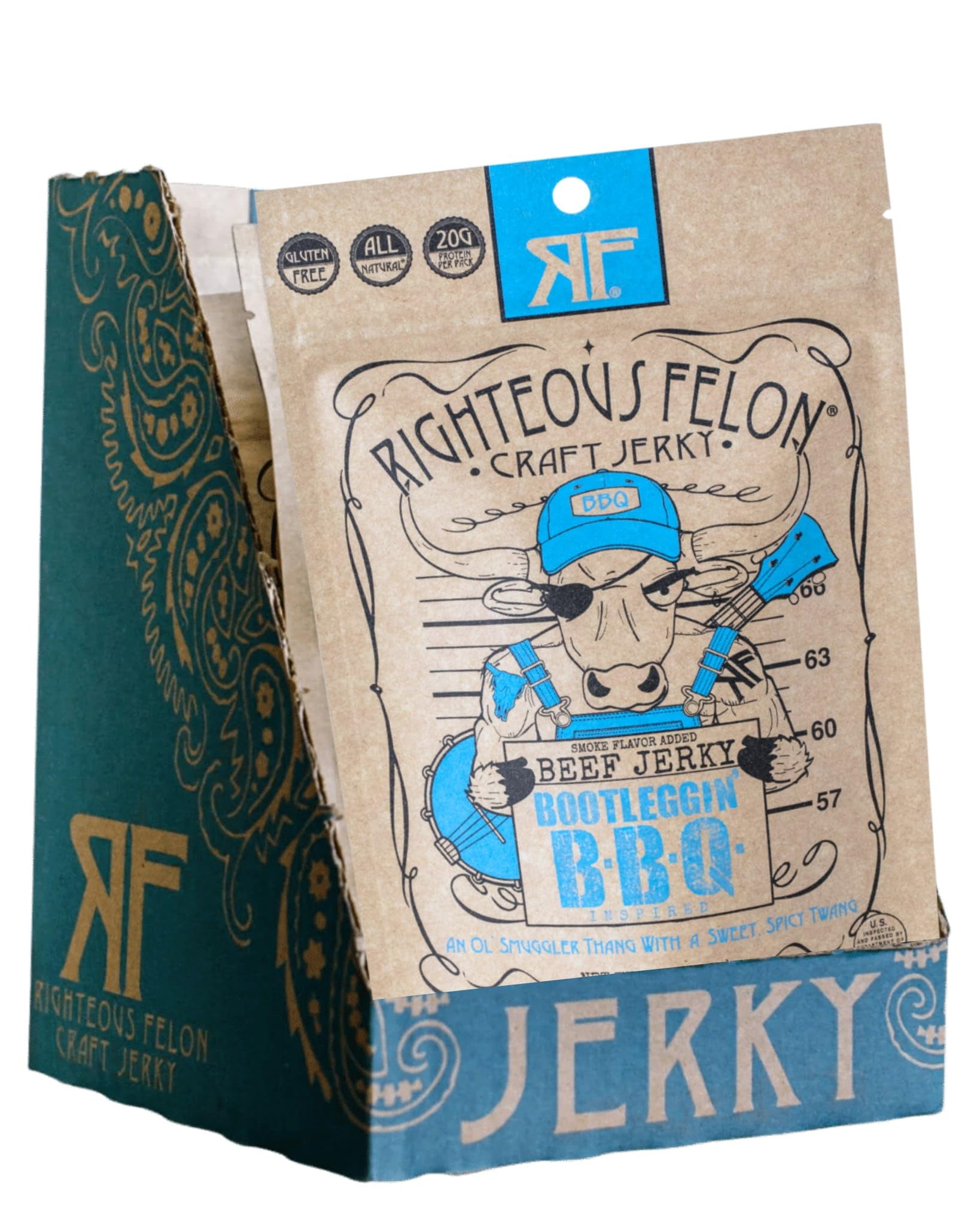 Righteous Felon Beef Jerky - Baby Blues BBQ Jerky - Gluten-Free Snacks ...