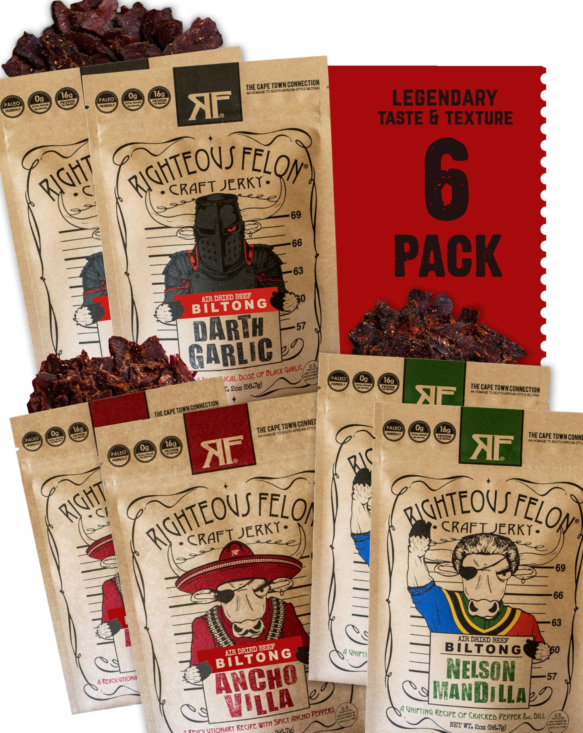 Righteous Felon Biltong Beef ESF27 Jerky Variety Pack | Biltong Snack ...