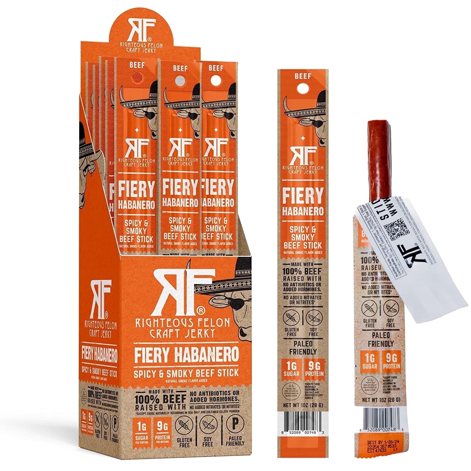 Righteous Felon Grass-Fed Meat Sticks - Low Sugar, High Protein Beef ...