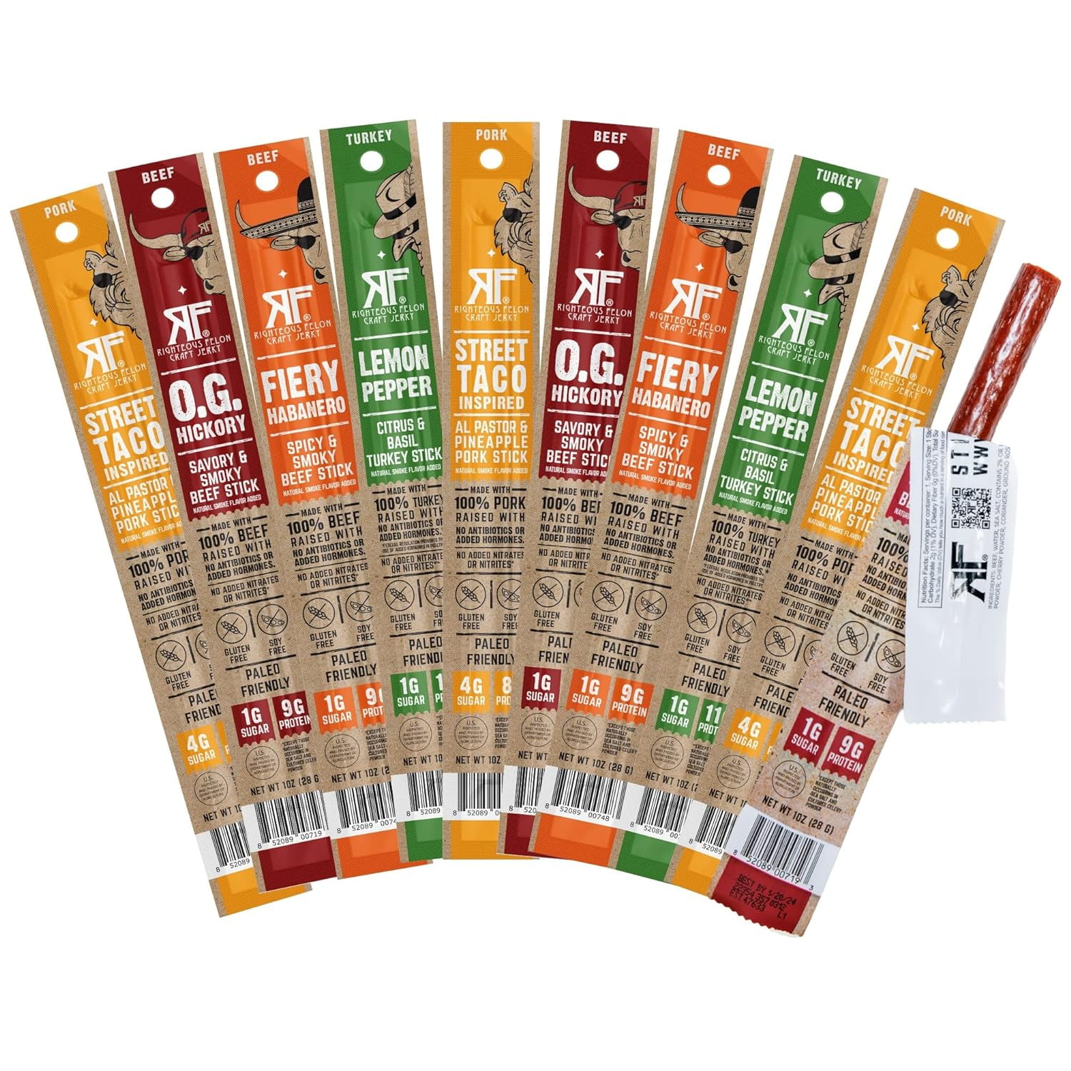 Righteous Felon Jerky Variety Pack Meat Sticks | High Protein, Low Carb ...