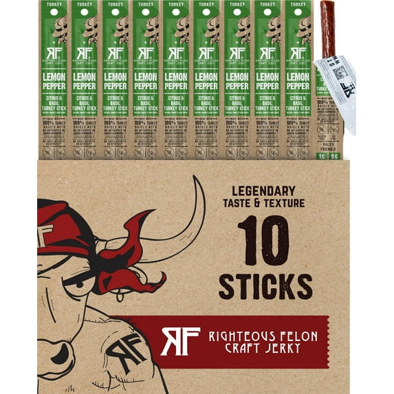 Righteous Felon Meat Sticks BCF26 | 100% Turkey Sticks | Free & Keto ...