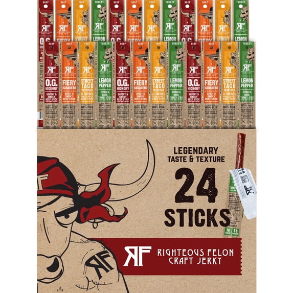 Righteous Felon All Natural Beef & Turkey Jerky Meat Sticks Variety ...