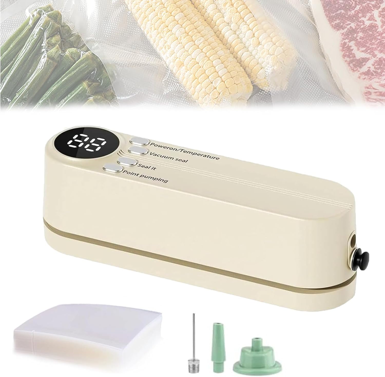 Rightfavour Mini Vacuum Sealer Wireless Portable with 5 Vacuum Bags, 2025 New Rechargeable ...