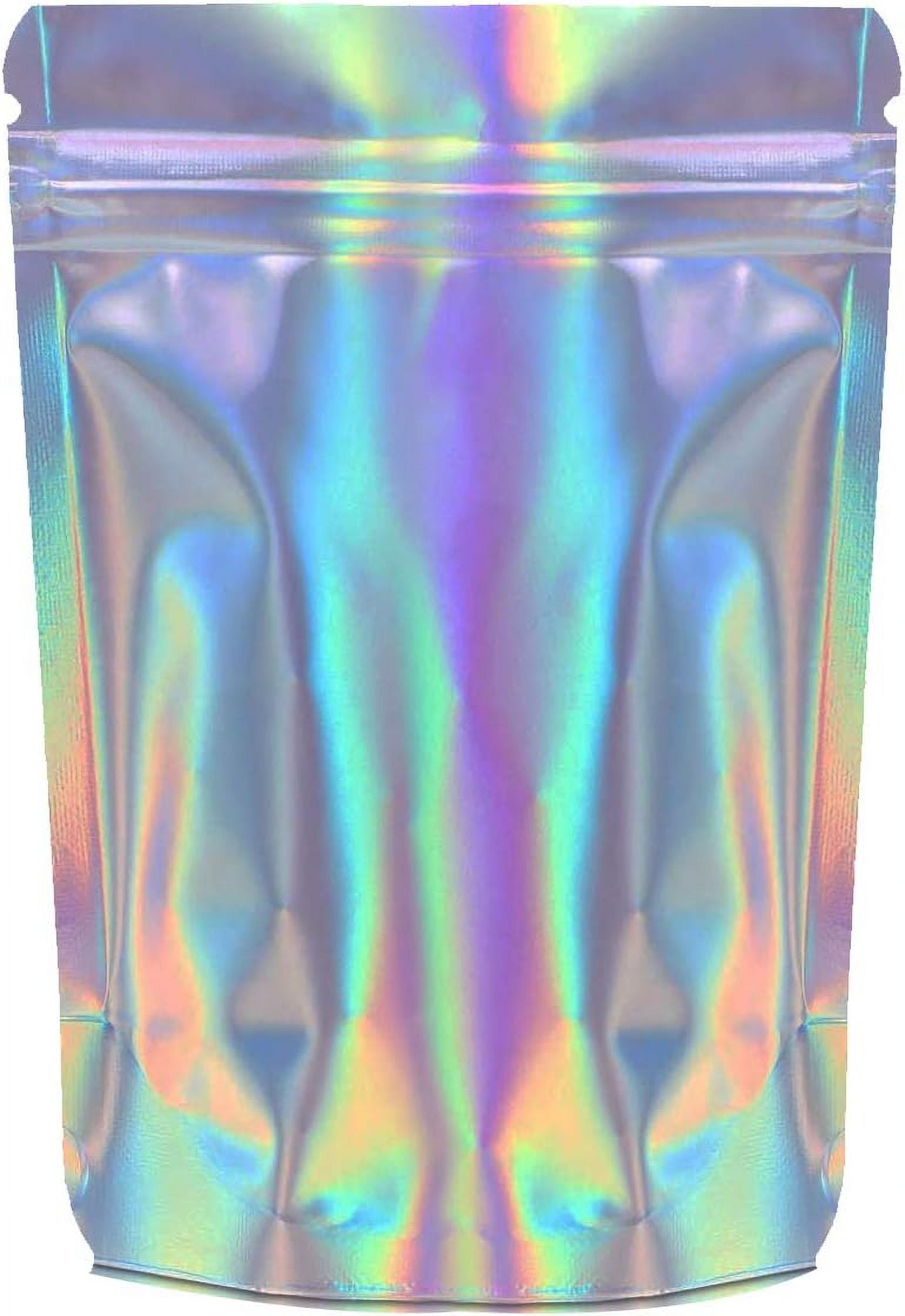 Rightpak Holographic Resealable Smell Proof Bags, Silver Zip Lock ...