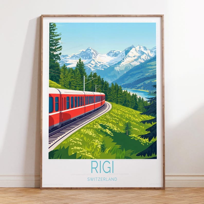Rigi Switzerland Print Rigi Travel Poster Switzerland Wall Art Travel ...