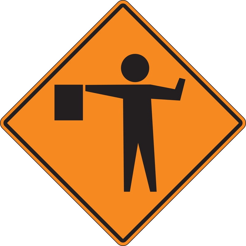 Rigid Construction Sign Flagger Symbol Aluminum 12 Inch Uv Ink Printed ...