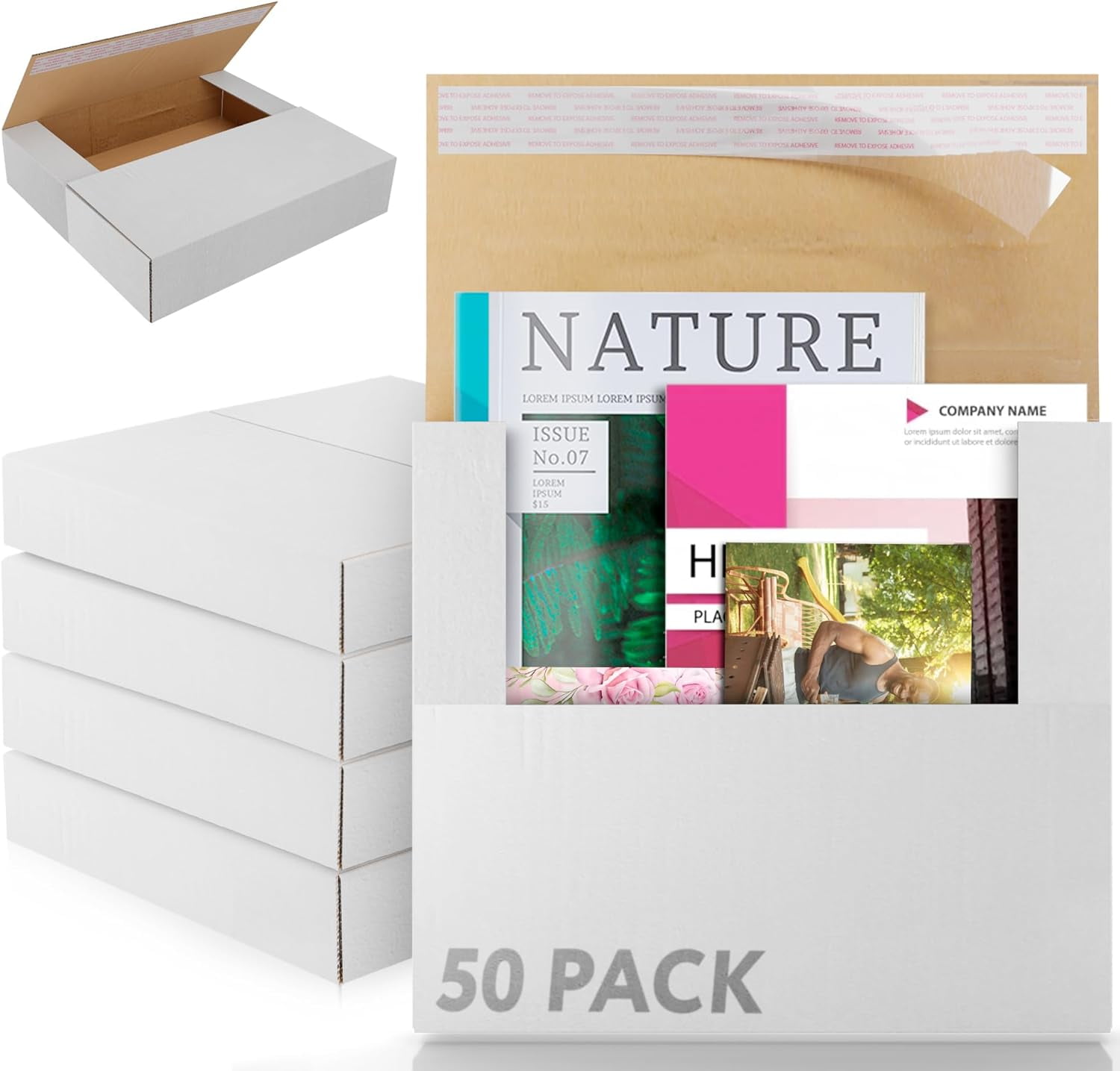Rigid Mailers 12.5 x 12.5 Inches. White 50 Pack of Paperboard Photo ...
