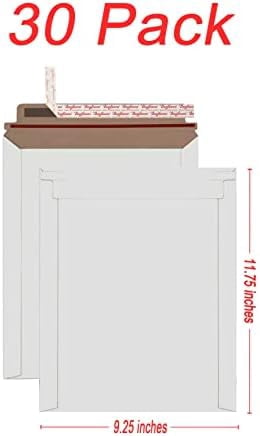 Rigid Mailers 30 Pack 9.25 x 11.75 inches White Self Seal Stay Flat ...