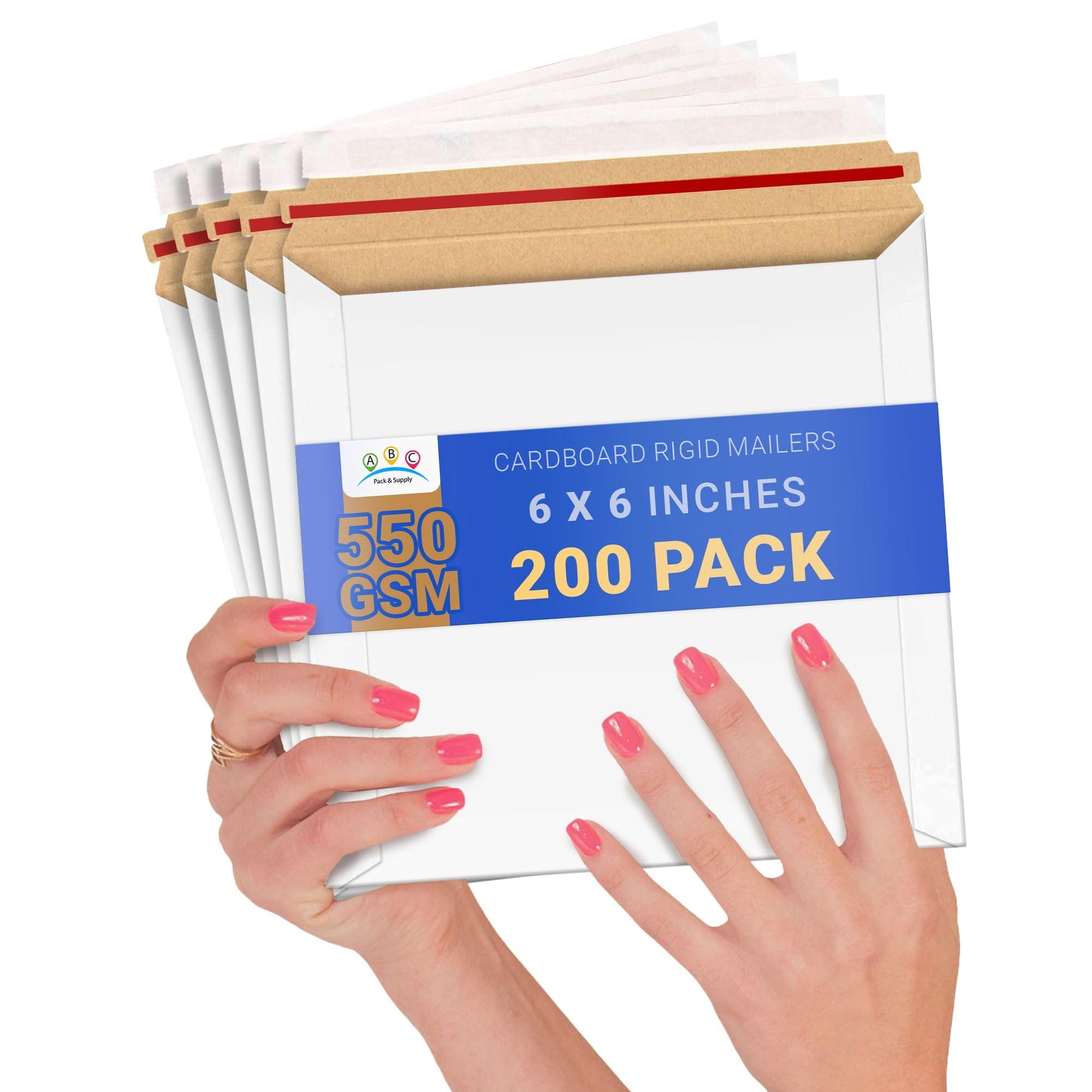 Rigid Mailers, 6 x 6 in. Pack of 200 White Cardboard Photo Mailers ...