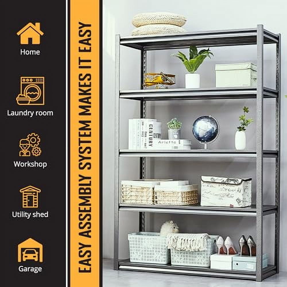 Rigma 5 Tier Garage Shelf, Heavy Duty Steel Shelving Unit, Adjustable ...