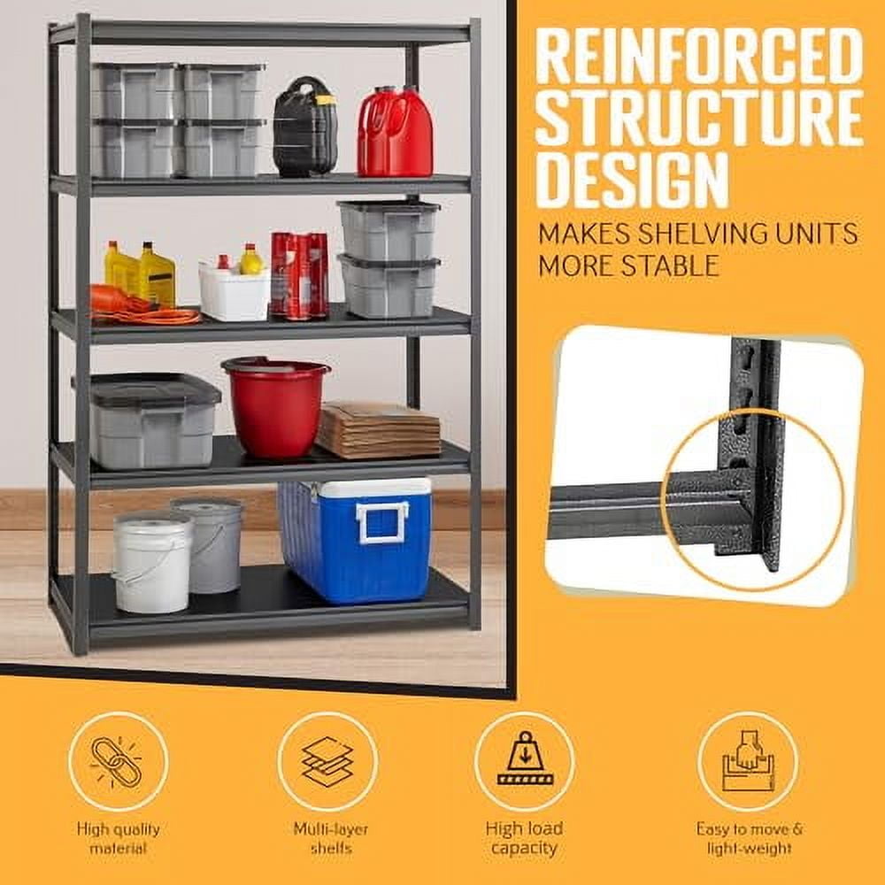 Rigma 5 Tier Garage Shelf, Heavy Duty Steel Shelving Unit, Adjustable ...