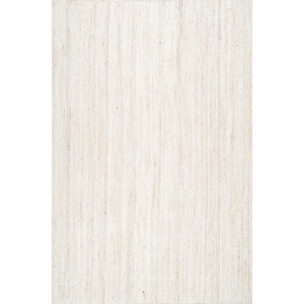 Rigo Chunky Loop Jute Off-White 8 ft. x 10 ft. Farmhouse Area Rug ...