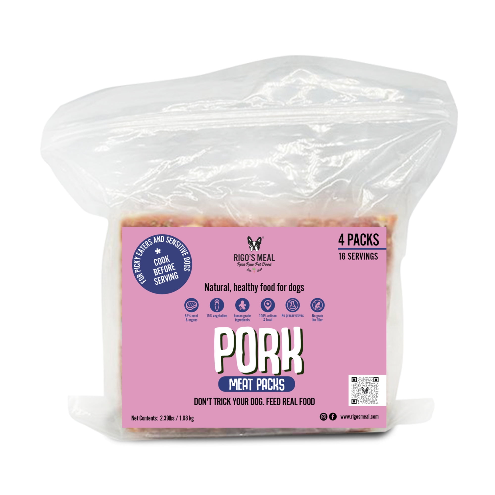 Rigo’s Meal Cookable Pork Recipe for Dogs – All-natural, High-protein ...