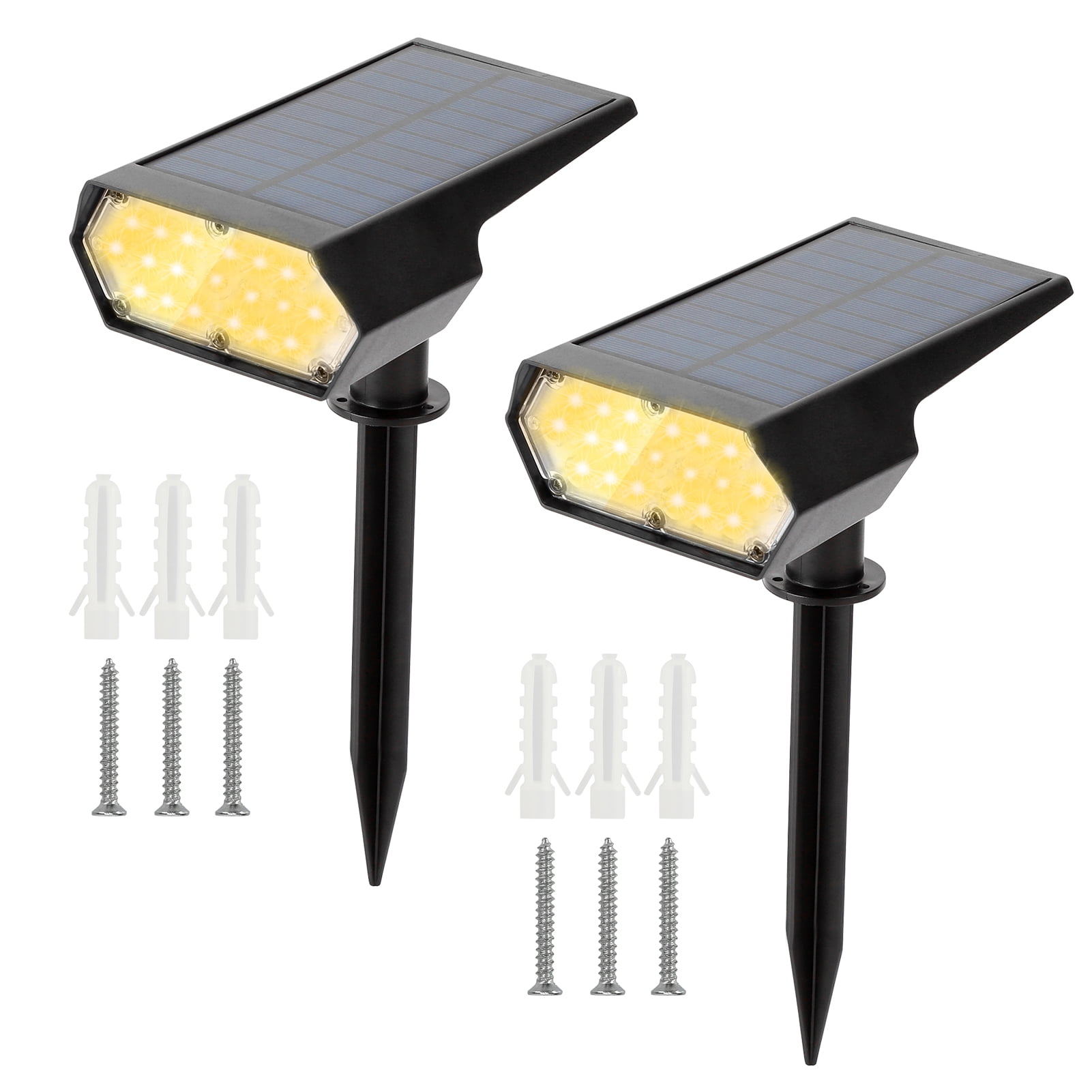 Riguas 1/2Pcs Solar Spotlight Outdoor 2-in-1 Waterproof 19 LEDs ...
