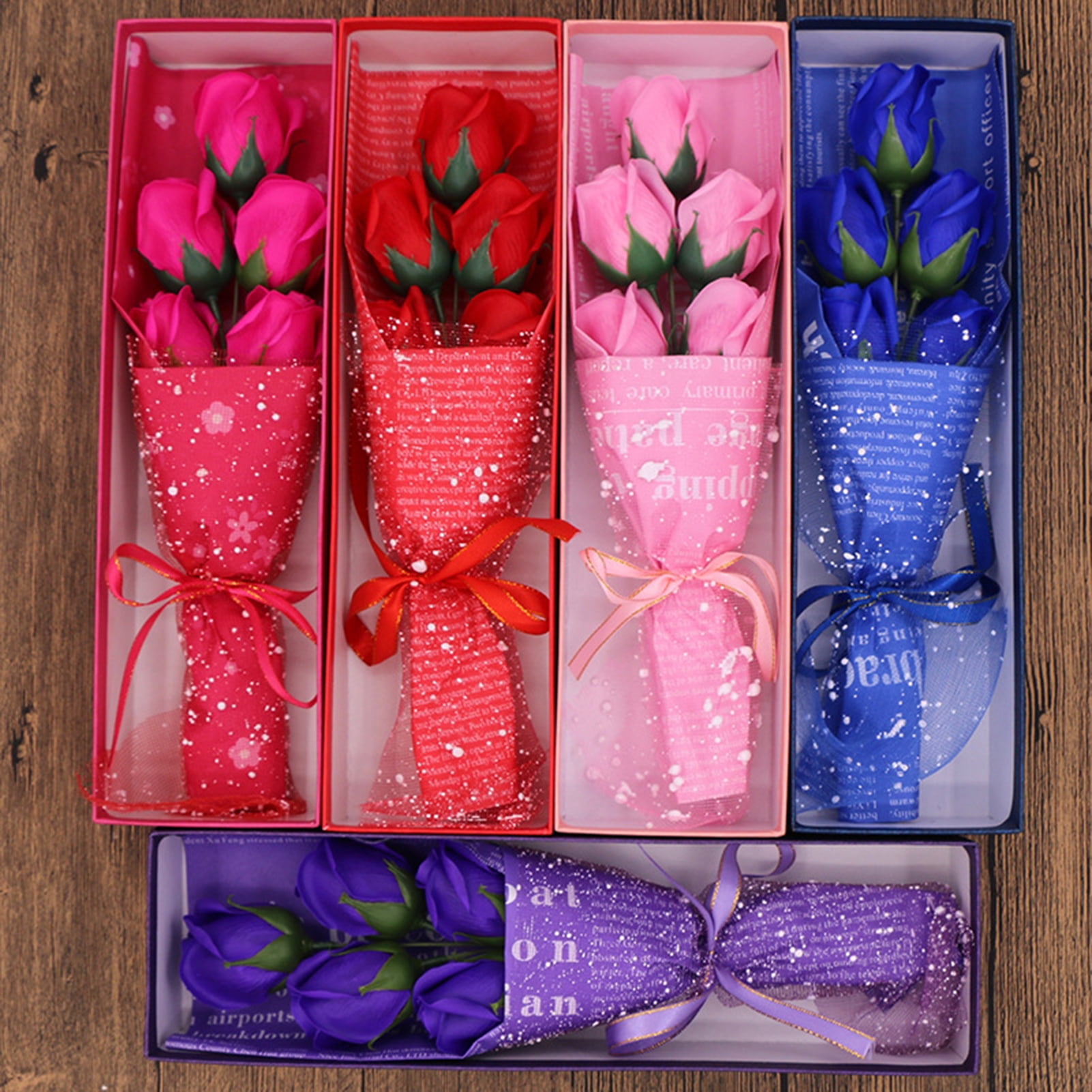 Riguas 1 Box Flower Gift Box Romantic Realistic Courtship Ritual 5-head ...