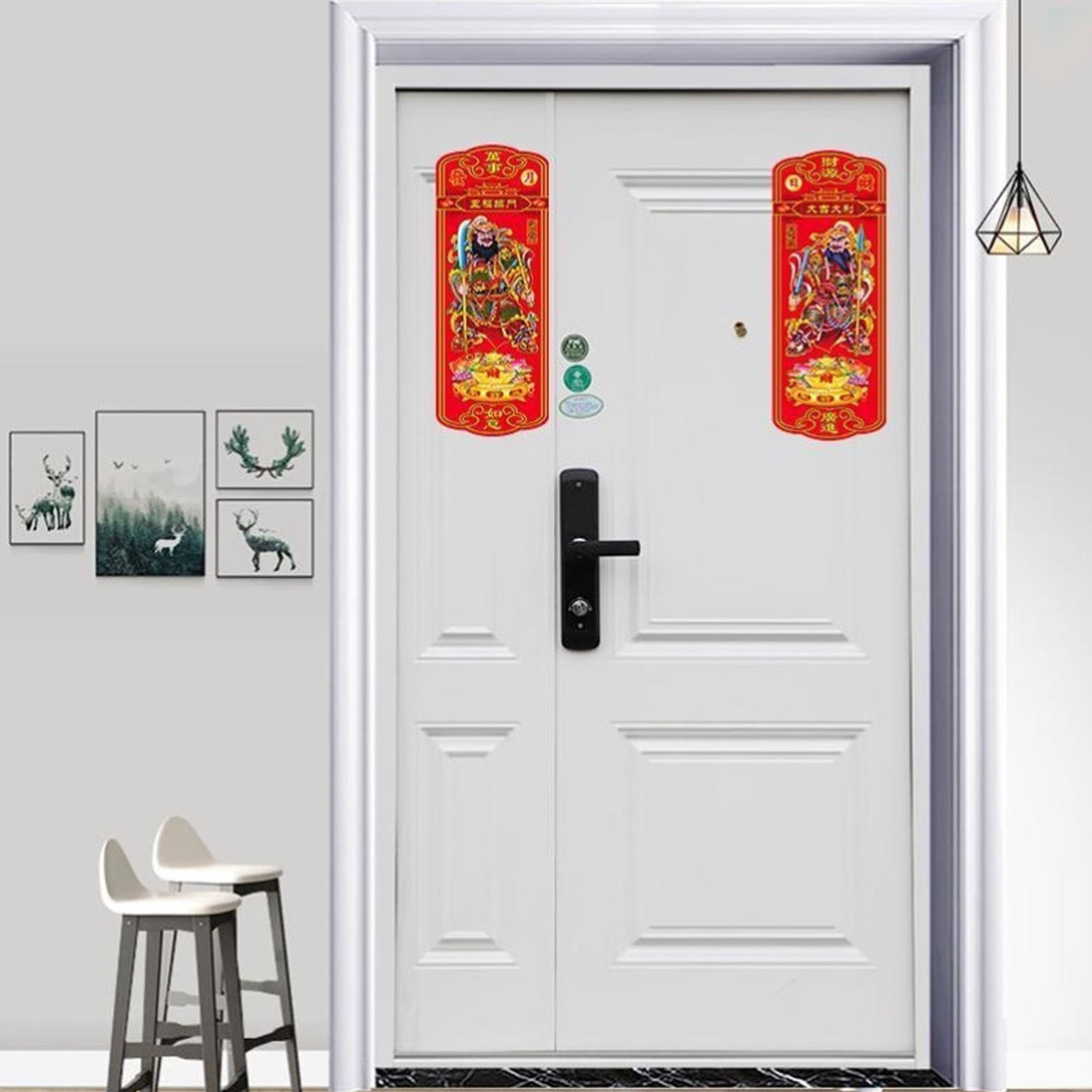 Riguas 1 Pair Chinese Style Static Door God Stickers Dragon Chinese New ...