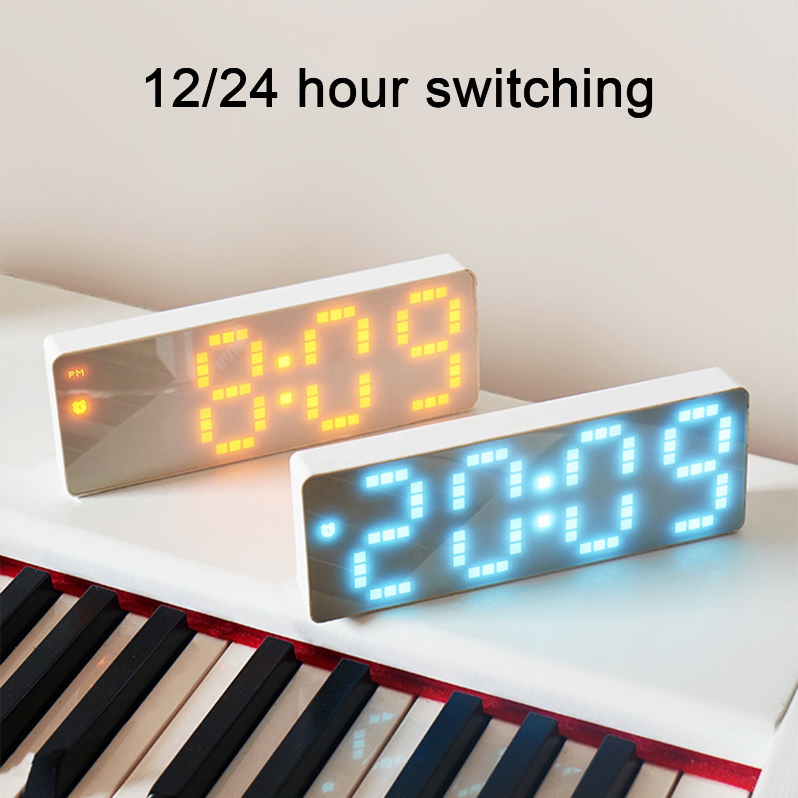 Riguas 1 Set Alarm Clock with Temperature Battery Operated 12/24H ...