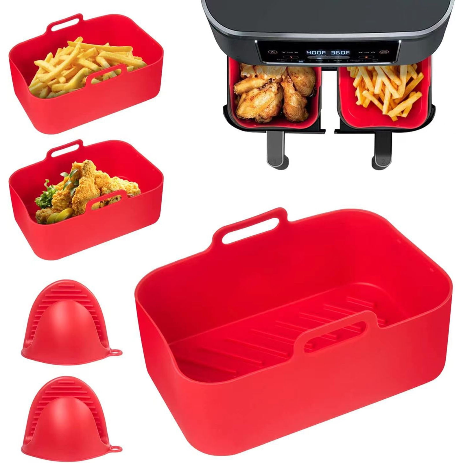 Riguas 1 Set Baking Pan with Double Ears Food Grade Silicone Air Frying ...